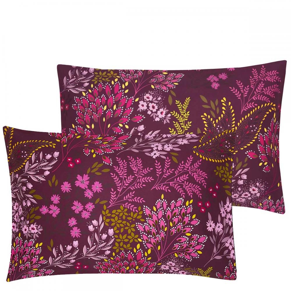 Sara Miller Songbird Plum Standard Pillowcase Pair 50cm x 75cm | House of Bedding